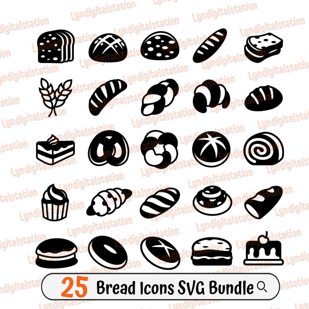 21 Bread Icons Bundles Svg | Bake Shop Clipart | Bakery Cut File ...