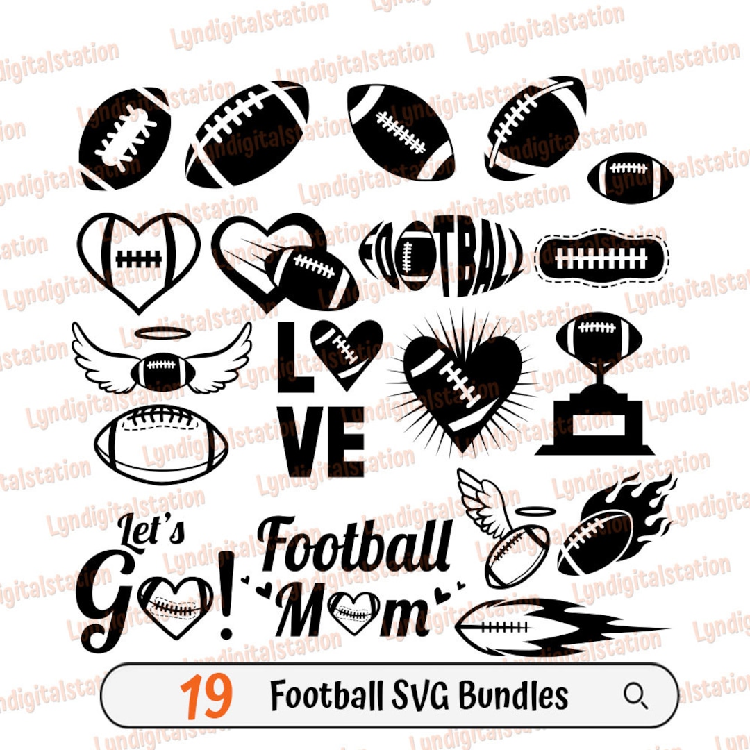 Football Set Bundles Svg | Ball Clipart | Football Wings Cut File ...