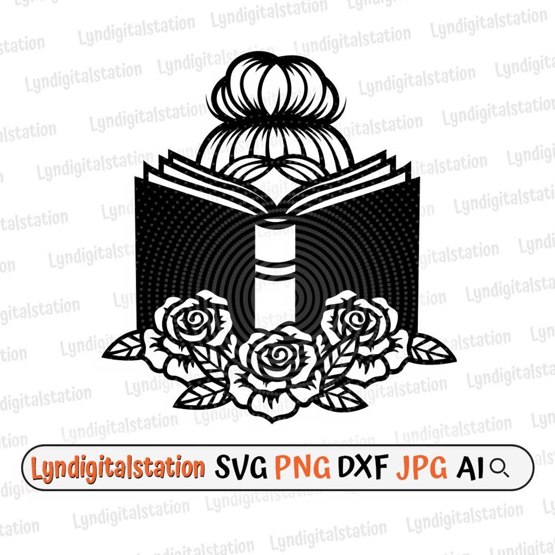 Reading Woman Svg | Floral Book Clipart | Book With Flowers Cut File ...