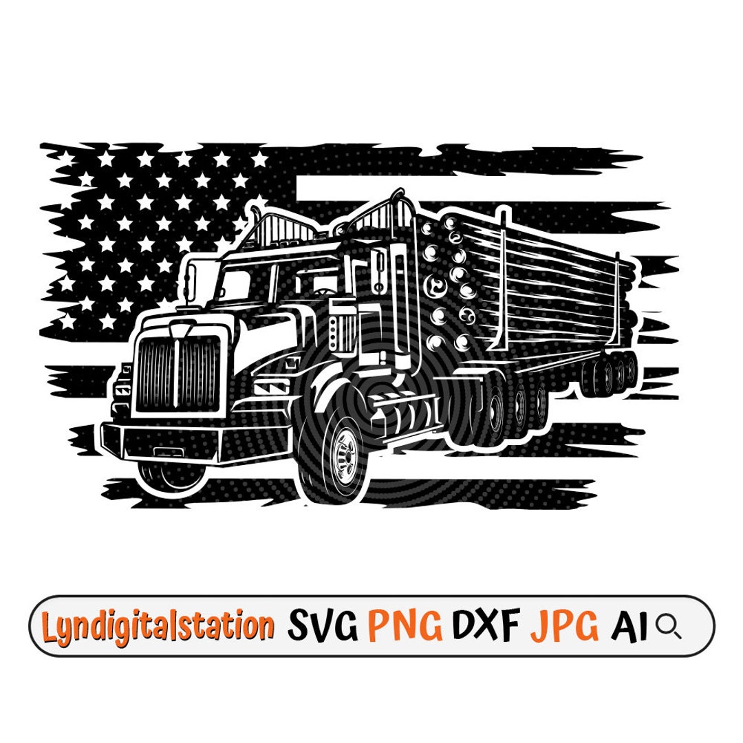 US Logging Truck Svg | Timber Wood Vehicle Clipart | US Truck Driver ...