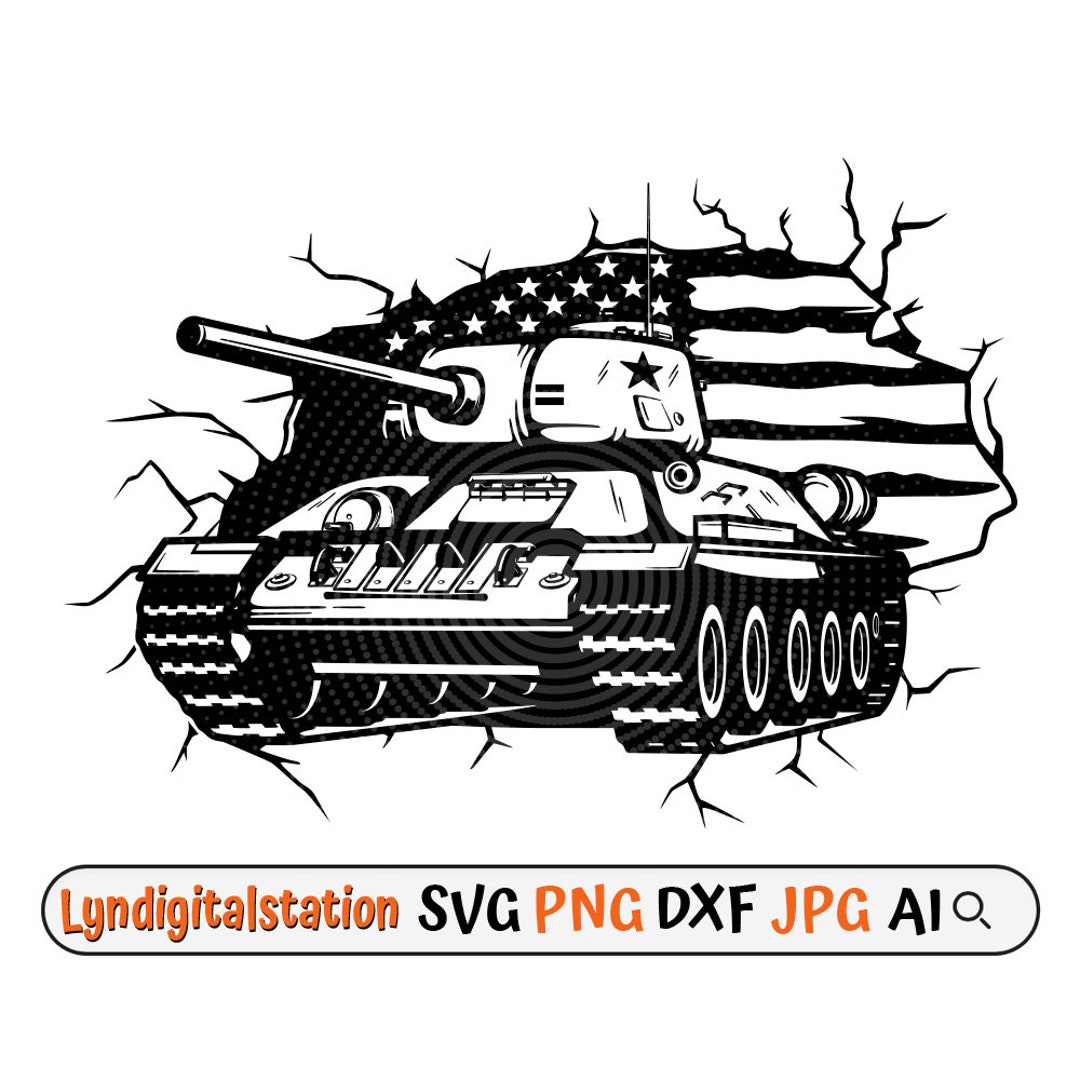 US Smashing Tank Svg | Combat Vehicle Clipart | Military Ambush Cut ...