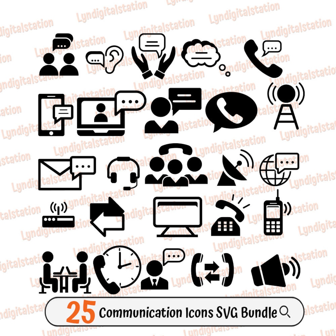 25 Communication Icons Bundles Svg | Telephone Clipart | Mobile Phone ...