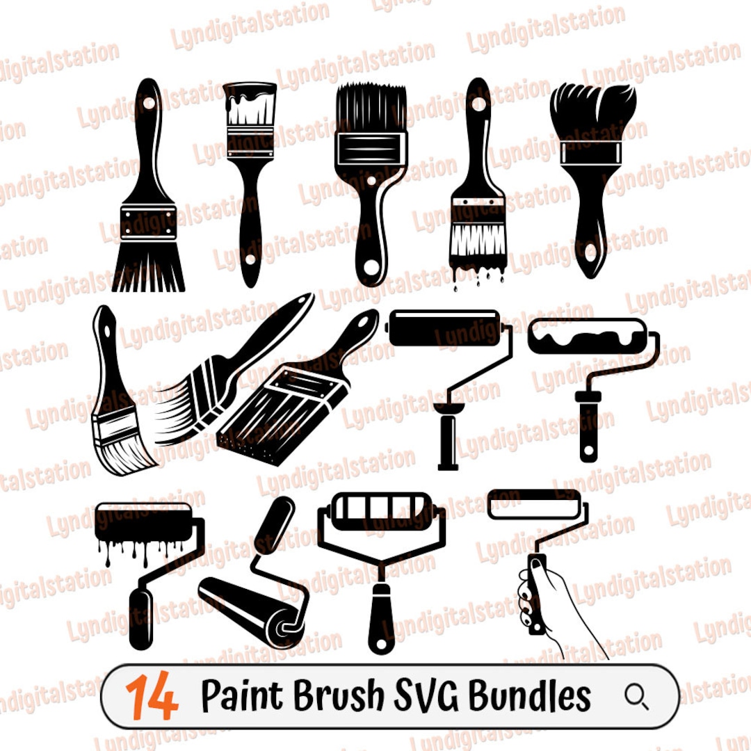 Paint Brush Bundles Svg | Paint Brush & Roller Clipart | Painting Tools ...