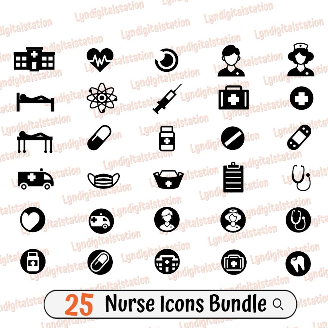 25 Nurse Icons Bundle Svg | Medical Health Care Clipart | Ambulance Cut ...