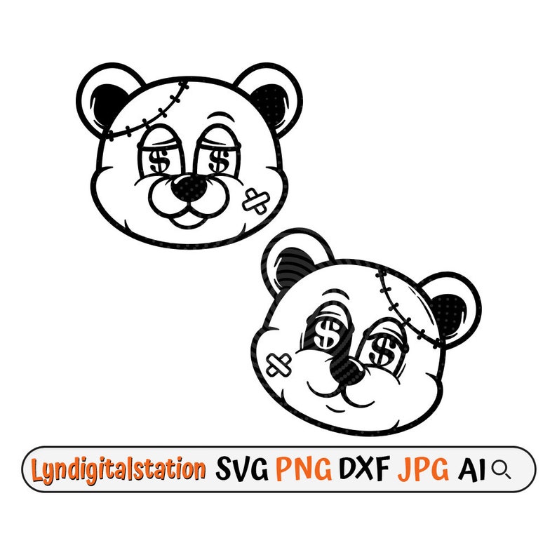 Money Bear Svg Stitch Teddy Clipart Teddy With USD Eyes Cut File Teddy ...