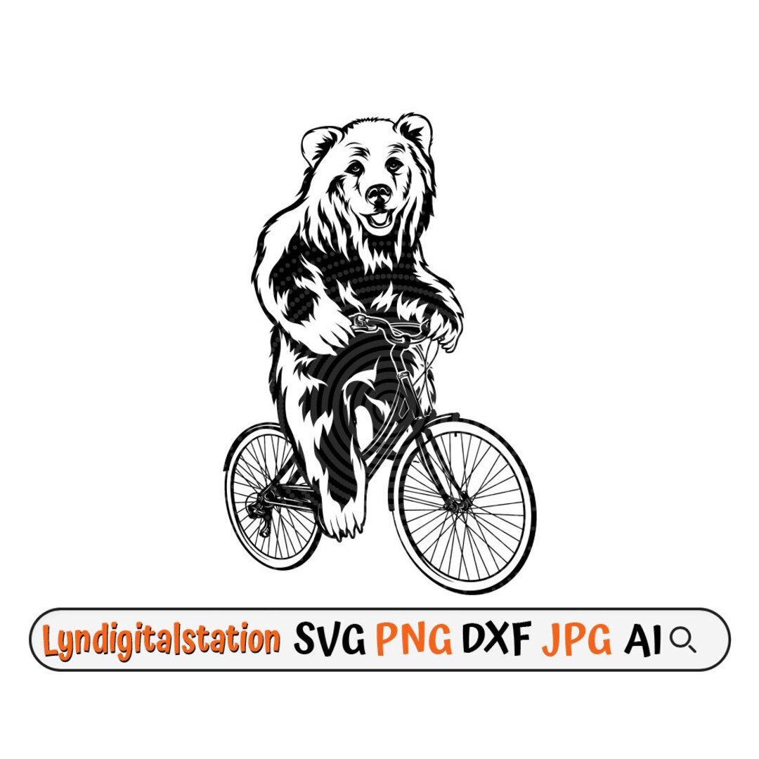 Grizzly Bear Ride on a Bike Svg | Bicycle Rider Clipart | Bear Cycling ...