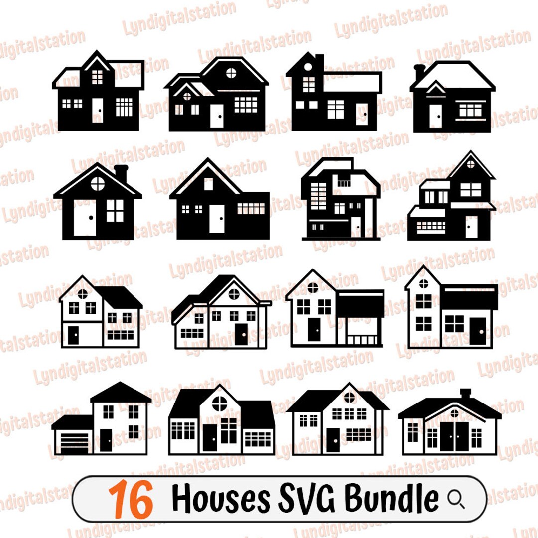 16 Houses Bundles Svg | Home Clipart | Architectural Structure Cut File ...
