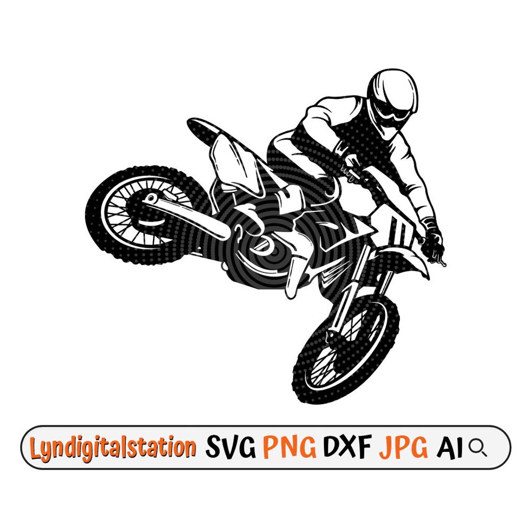 Motocross Svg | off Road Motorcycle Racing Clipart | Dirt Bike Cut File | Racing Sport Stencil ...