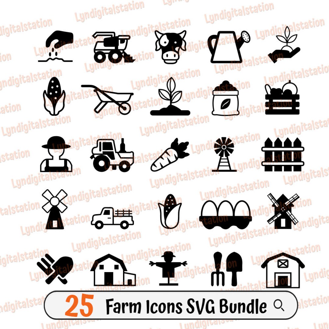 25 Farm Icons Bundle Svg | Agriculture Clipart | Crops Cut File | Farm ...