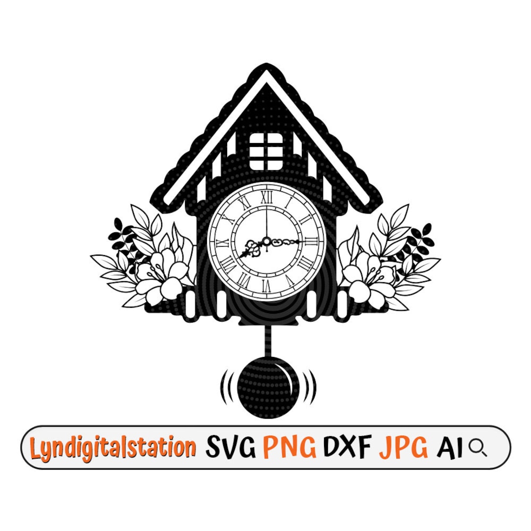 Antique Wall Clock Svg | Floral Wall Clock Lipart | Vintage Clock Cut ...