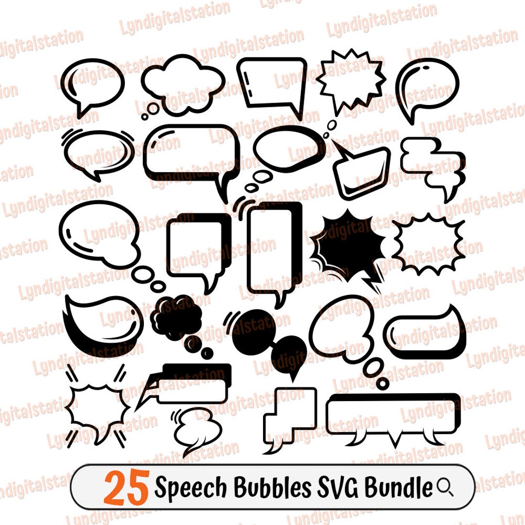 25 Speech Bubbles Bundles Svg | Talk Bubbles Clipart | Comic Books Cut ...