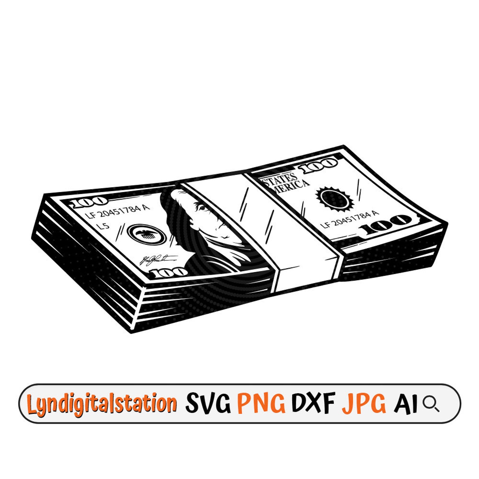 100 US Dollar Svg | Dollar Clipart | Bundled Money Cut File | One ...