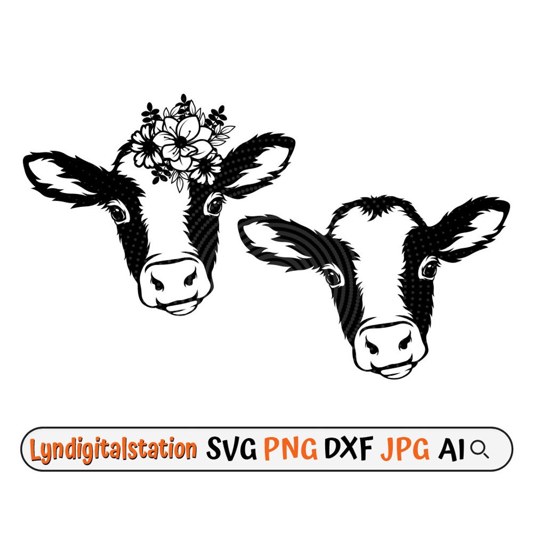 Cute Cow Svg | Floral Cow Clipart | Farm Animal Cut File | Heifer ...