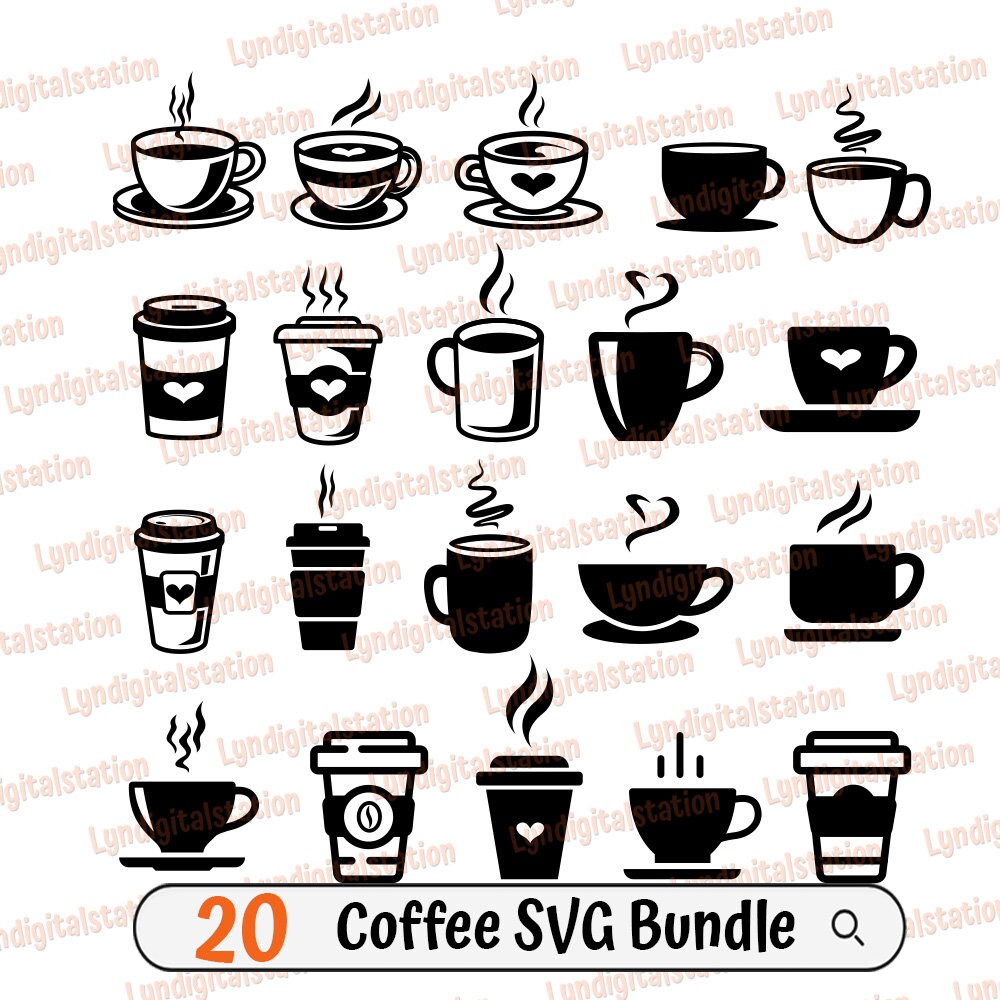 20 paquetes de café Svg / Tazas de café Clipart /Archivo de corte de ...