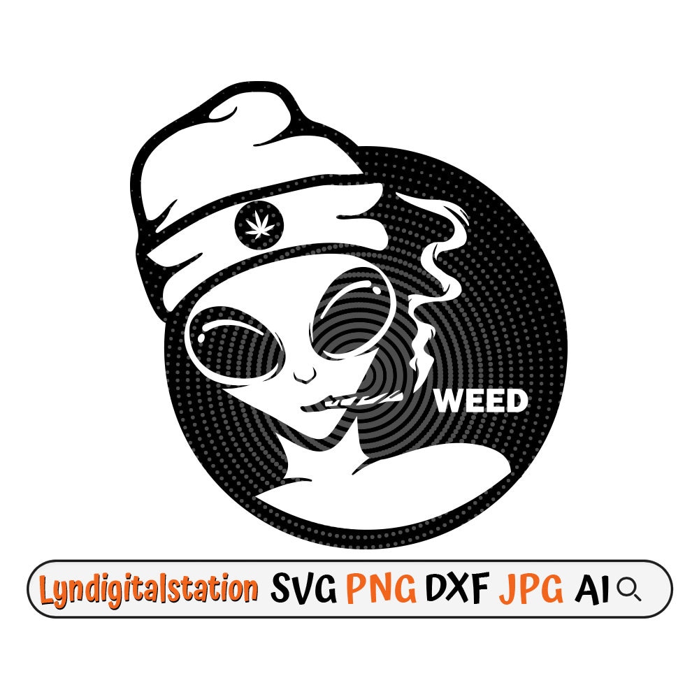 Alien Svg / Alien Weed Clipart / Smoking Joint Cut File / Alien ...