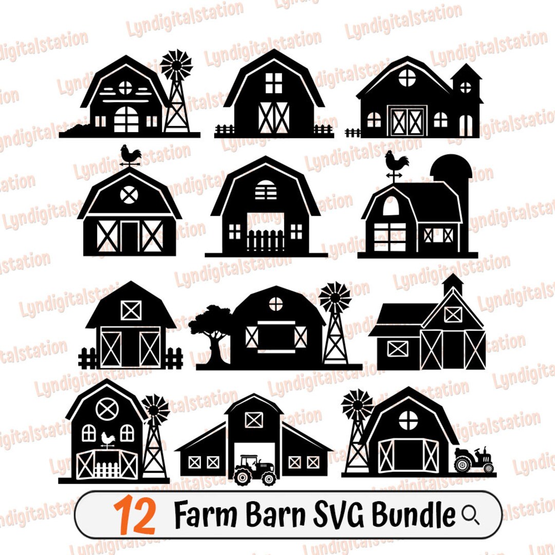 12 Farm Barn Bundles Svg | Farmhouse Clipart | Barn Cut File | House ...