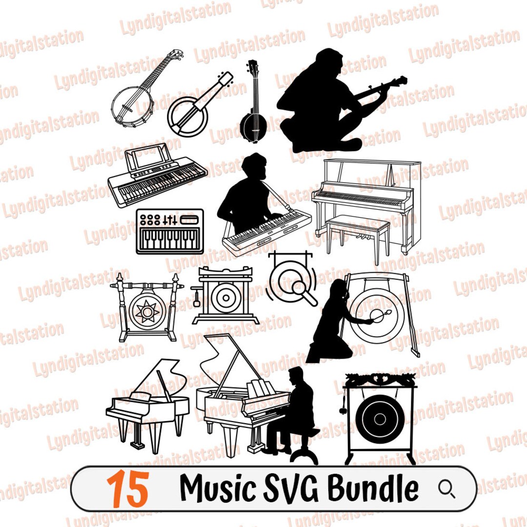 15 Music Bundles Svg | Musical Instrument Clipart | Percussion Cut File ...