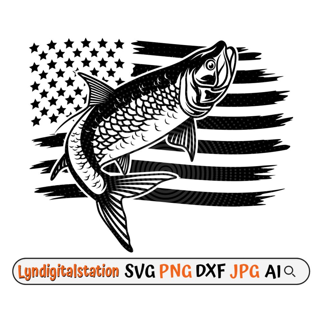 US Tarpon Fish Svg | Tarpon Fishing Clipart | Fishing Cut File | Ray ...