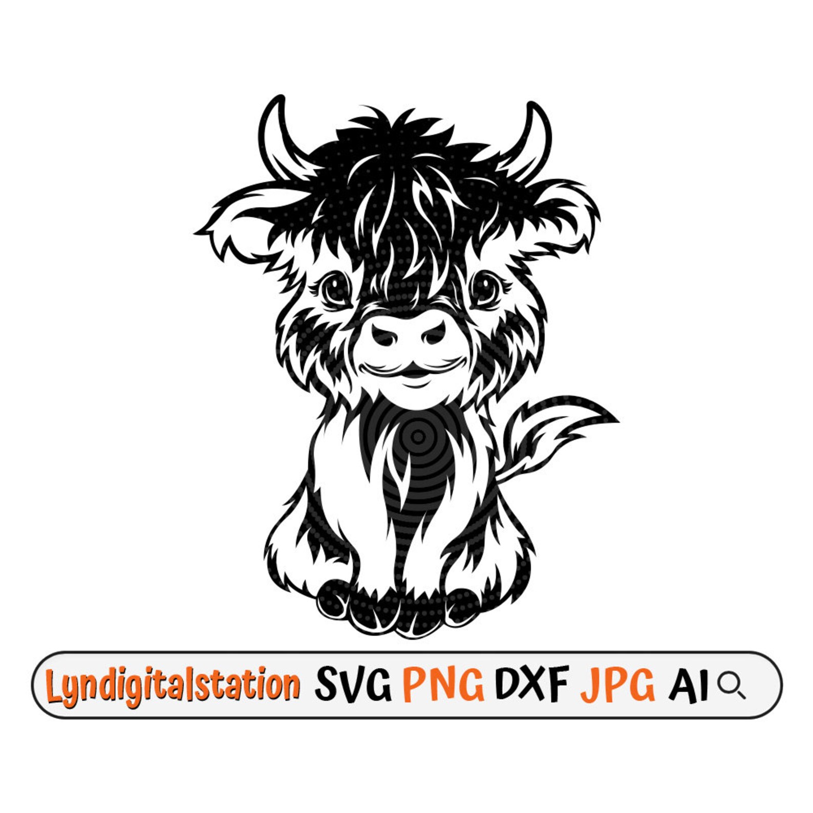 Cute Baby Highland Cow Svg | Baby Heifer Clipart | Farm Animal Cut File ...