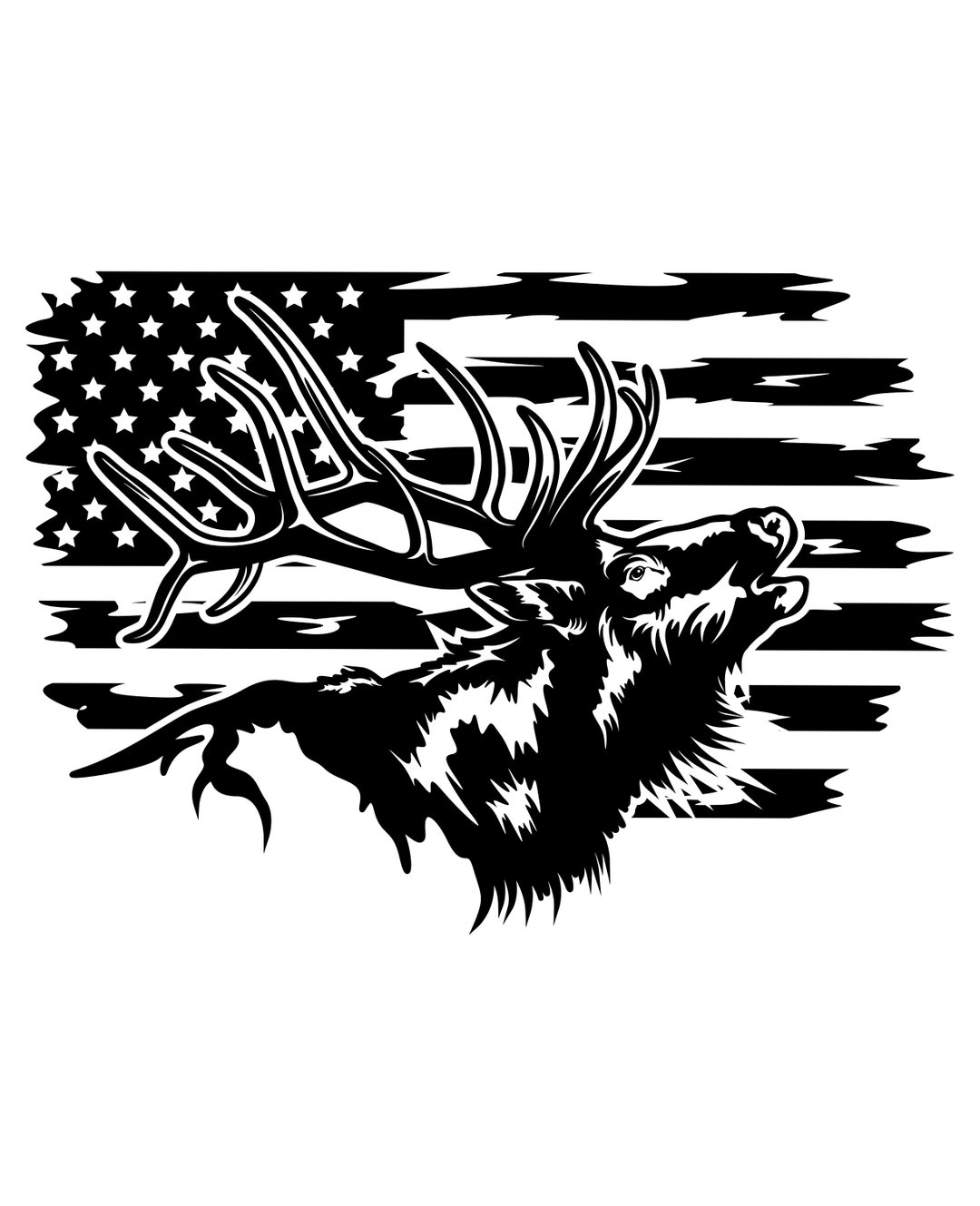 US_ELK Svg | Stag Clipart | Hart Cut File | Moose Stencil | Elk Deer ...