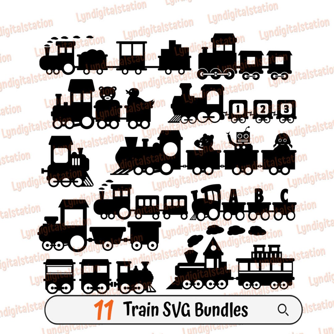 Train Bundles Svg | 11 Trains Clipart | Railway Transport Cut File ...