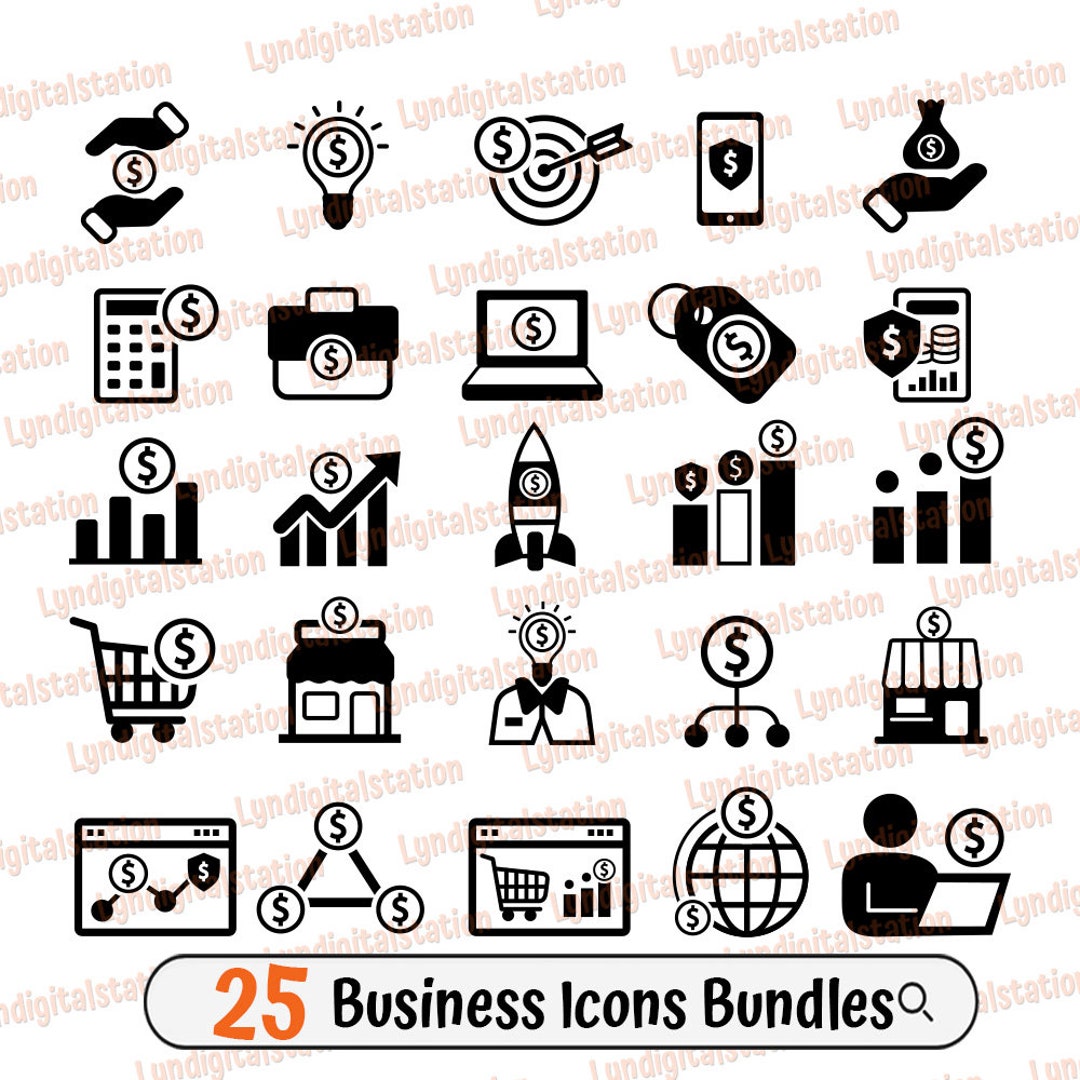 25 Business Icons Bundles Svg | Global Economy Clipart | Finance Cut ...