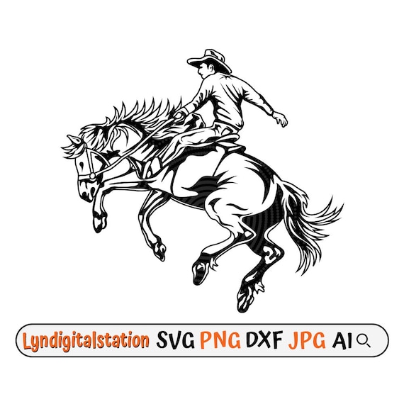 Cowboy Rodeo Clipart Rodeo Cowboy Clipart Bundle, Bull Riding Line