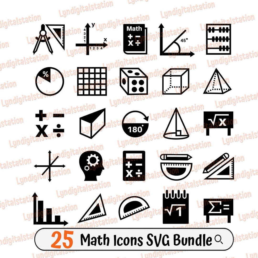 25 Math Icons Bundles Svg | Education Clipart | Mathematics Cut File ...
