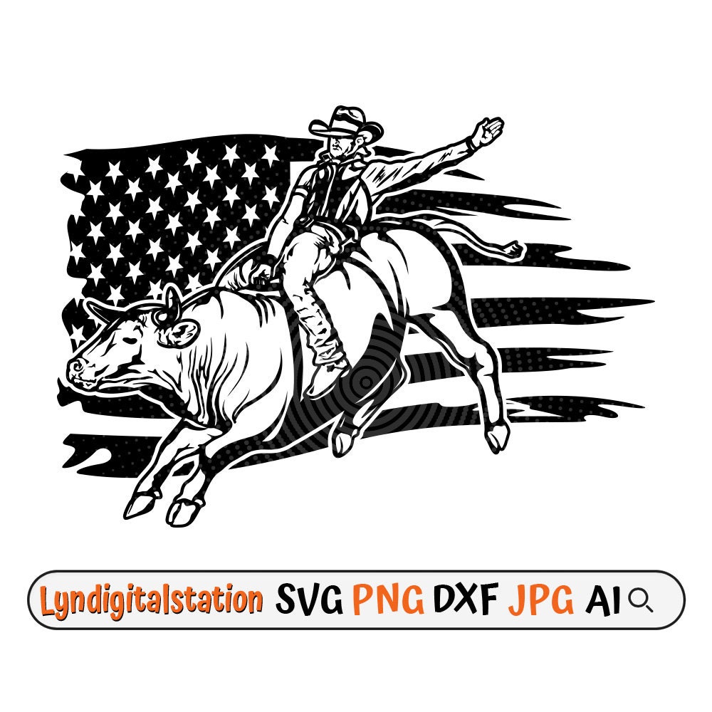 US Rodeo Bull Riding Svg Bull Riding Clipart Rodeo Sport Cut File ...