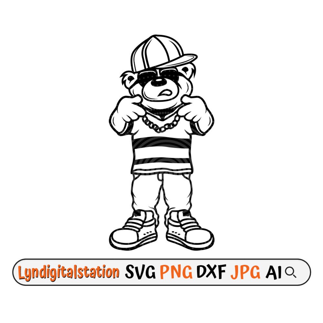Swag Teddy Svg | Hipster Teddy Clipart | Gangster Bear Cut File | Hip ...
