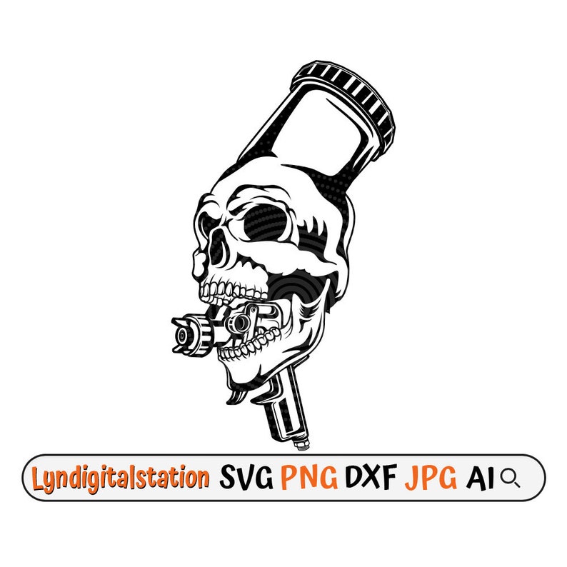 Spraygun Svg | Spray Paint Skull Clipart | Skull Head With Sprayer Cut ...