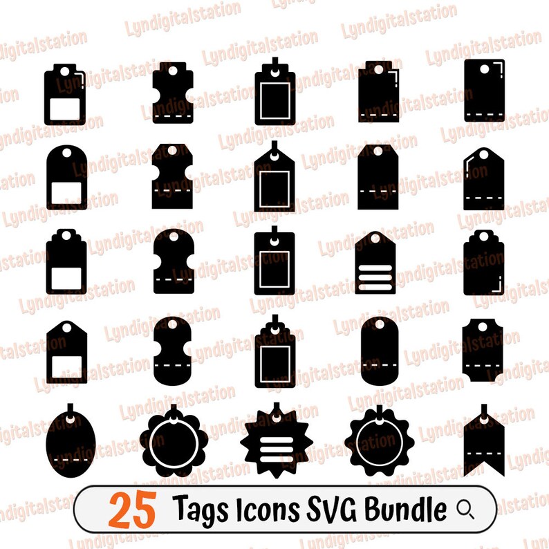 25 Tags Icons Bundles Svg | Name Tags Clipart | Price Tags Cut File ...