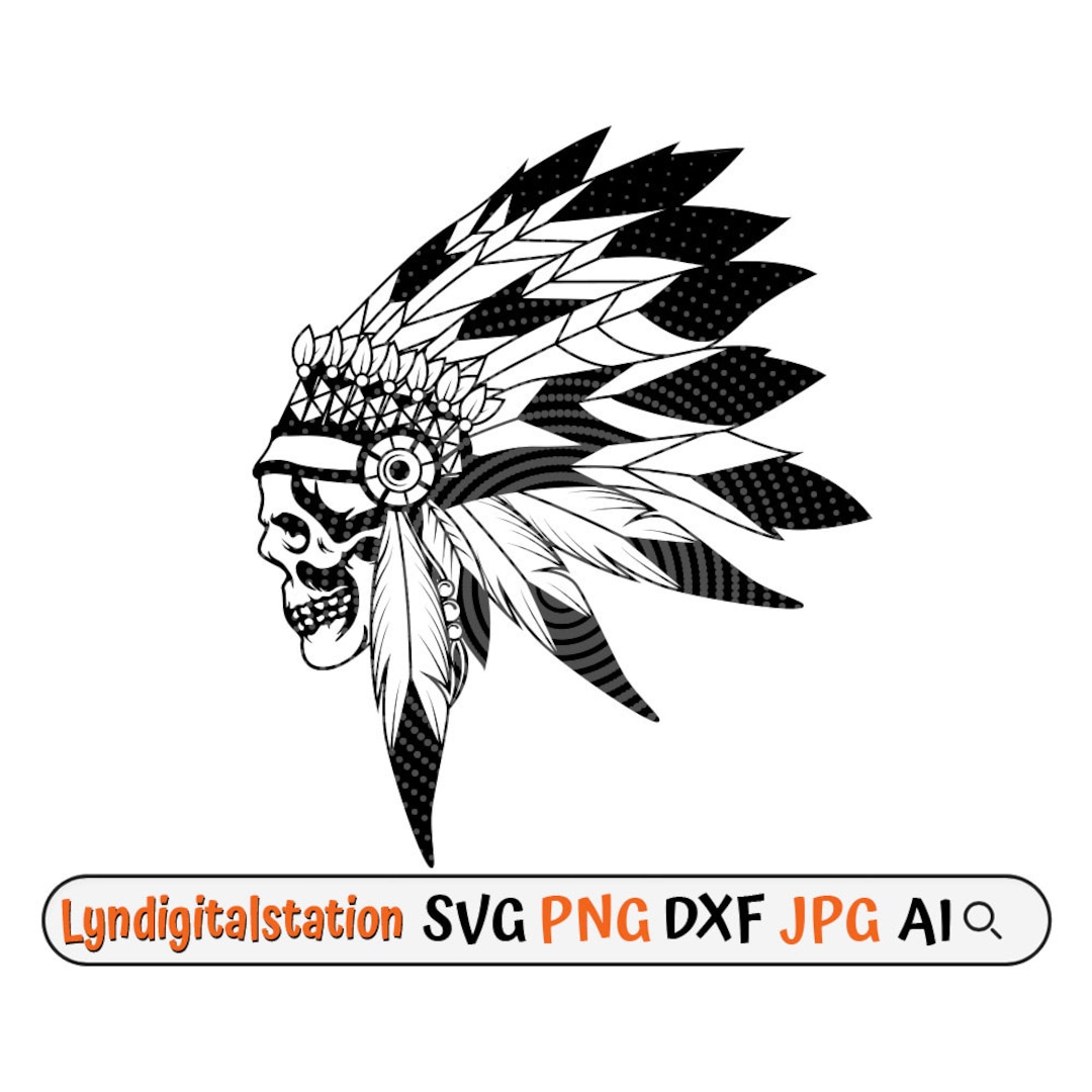 Indian Skull Svg | Native Skull Clipart | Feather Head Cut File | Tepee ...
