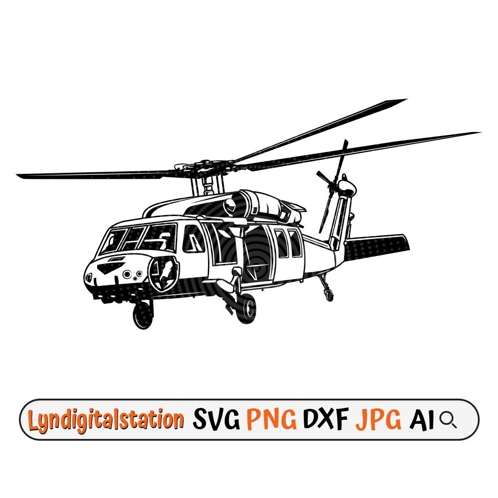 Black Hawk Helicopter Svg | Helicopter Clipart | Army Military Cut File ...