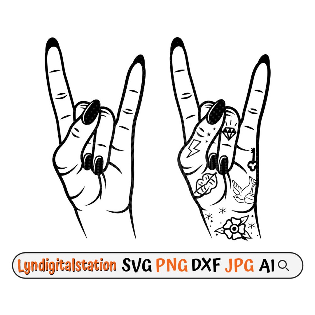 Sexy Rock Hand Sign Svg Sexy Hand Clipart Rock Hand Cut File Rock Hands Stencil Rock N Roll Hand