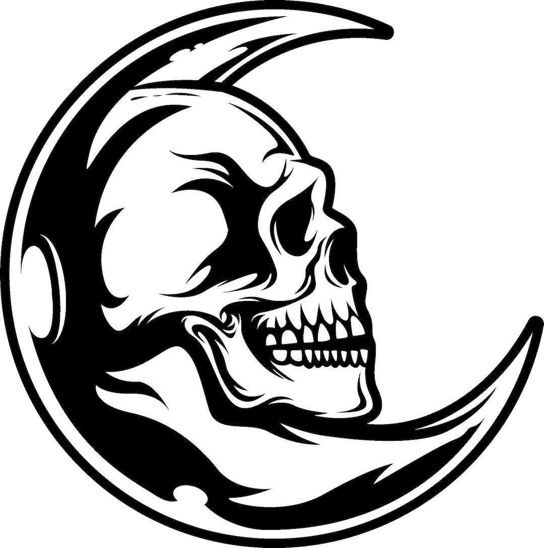 Skull Moon Svg | Laughing Skull Moon Clipart | Halloween Cut File ...