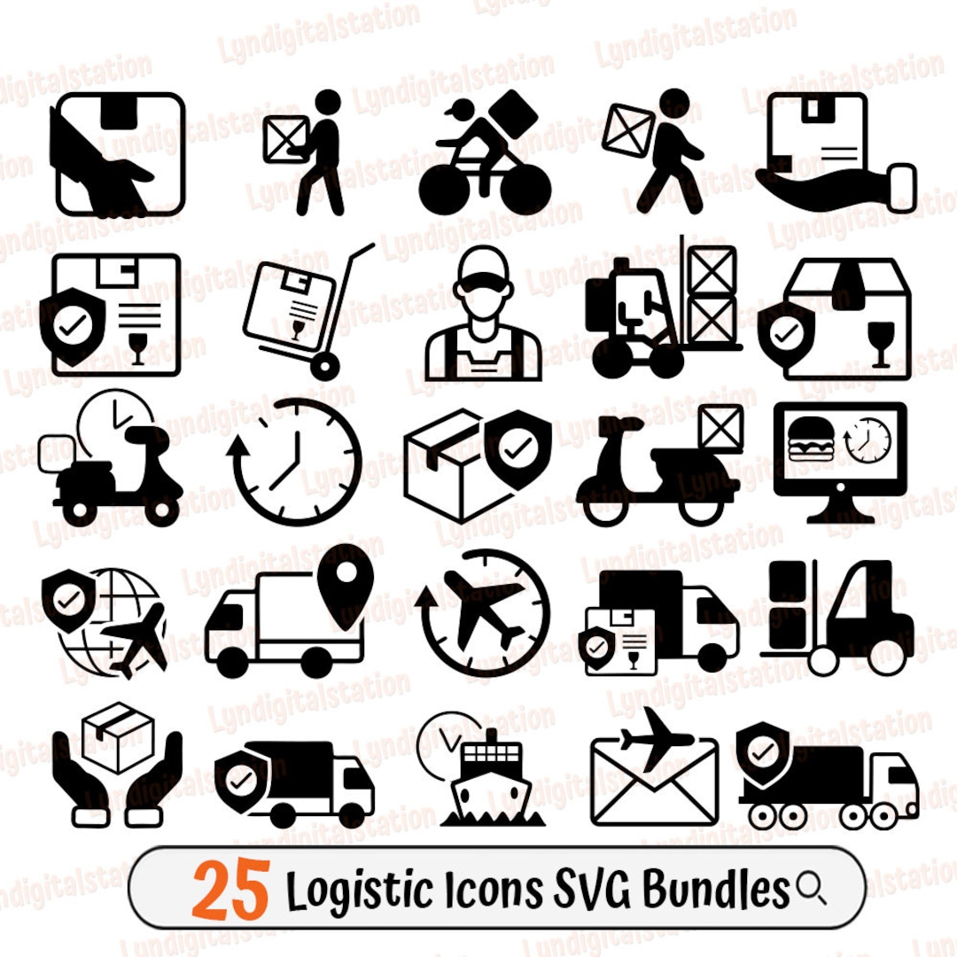 25 Logistics Icon Bundles Svg | Delivery Clipart | Cargo Cut File ...