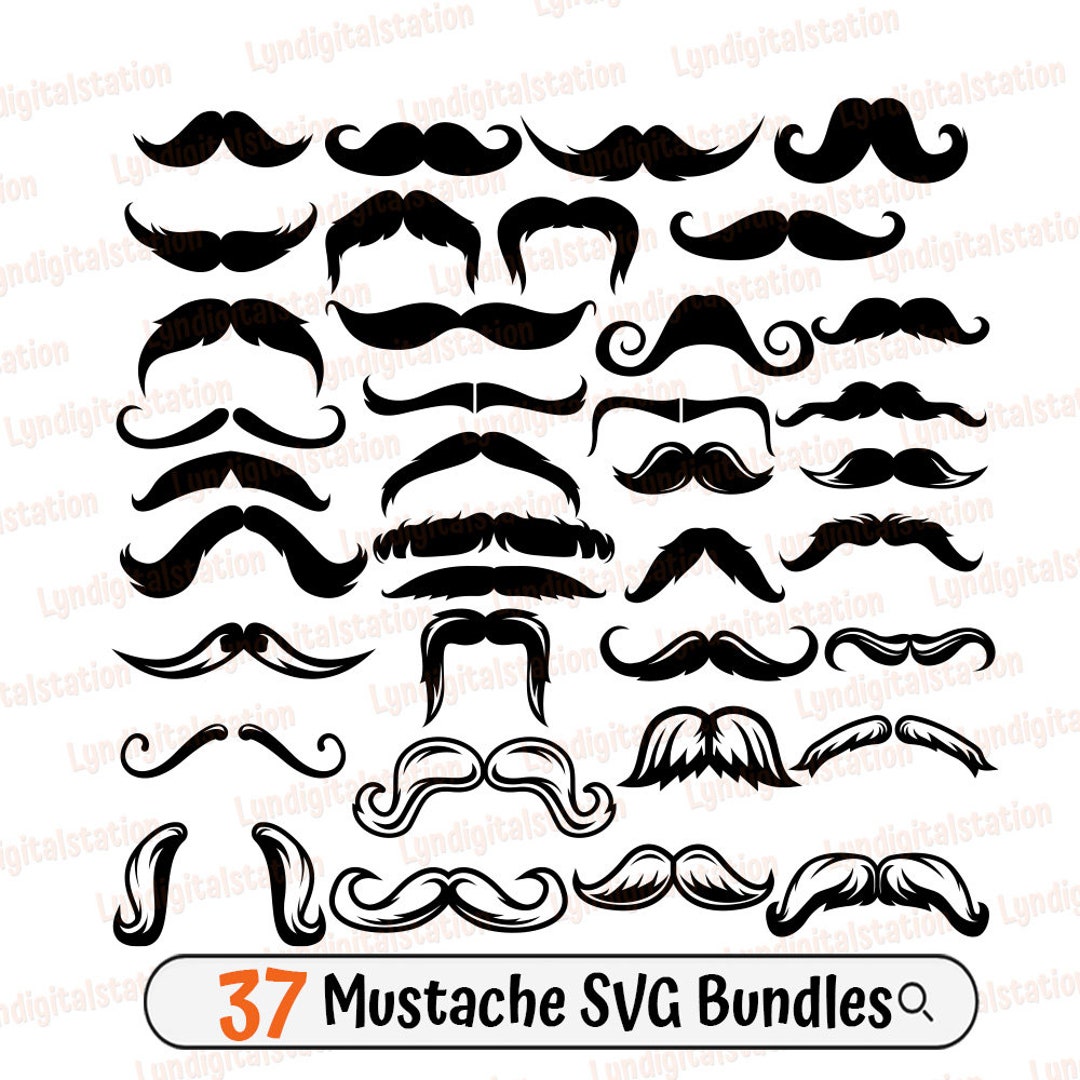 37 Mustache Bundles Svg | Mustache Clipart | Facial Hair Cut File ...