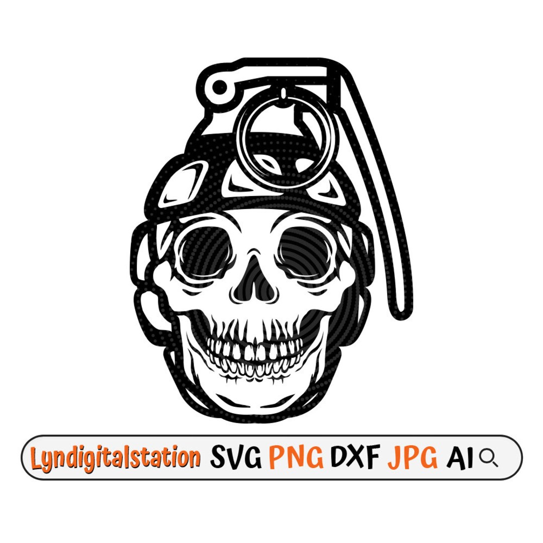 Skull Hand Grenade Svg | Bomb Clipart | Death Explosive Cut File | War ...