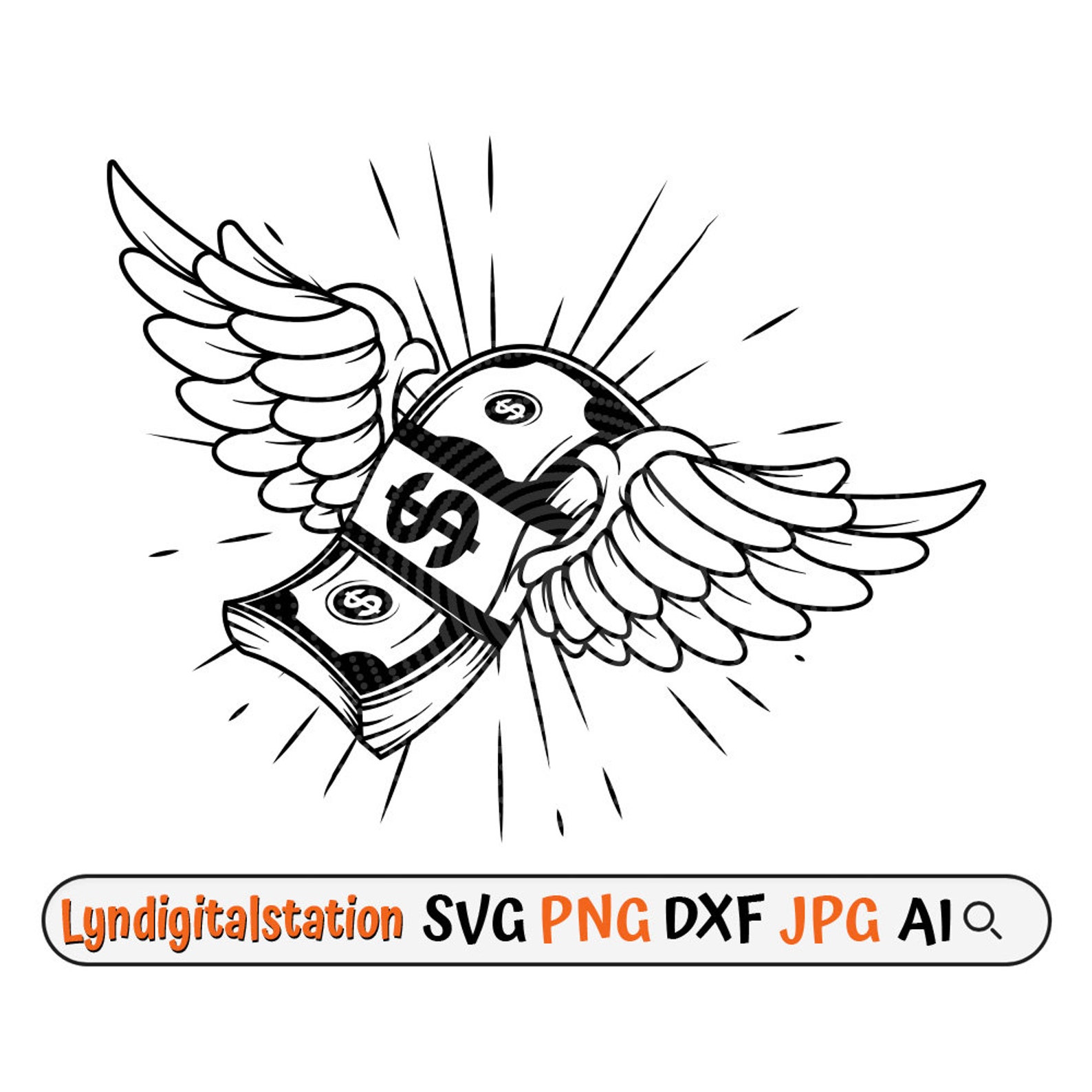 Money Wings Svg | Flying Dollar Clipart | Money Transfer Cut File ...