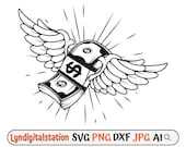 Money Wings Svg Flying Dollar Clipart Money Transfer Cut - Etsy