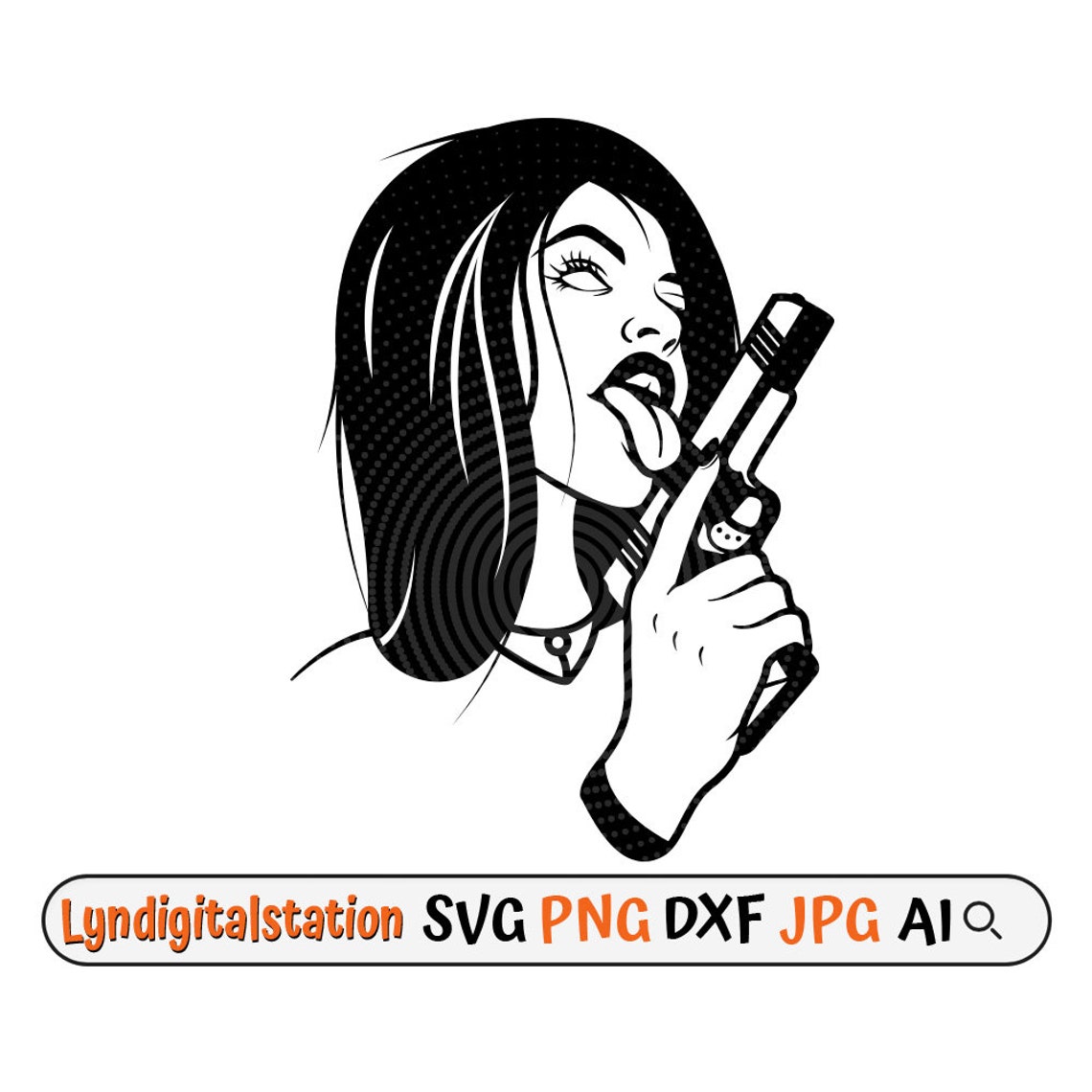 Girl With Gun Svg | Sexy Girl in Gun Clipart | Girl Licking Gun Cut ...