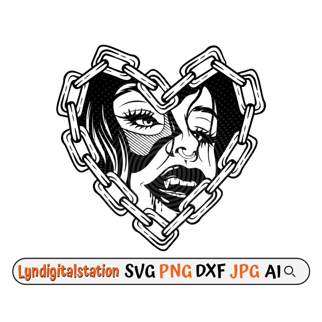 Girl Heart Chain Svg | Heart Shaped | Heart Shaped Chain File | Vampire ...