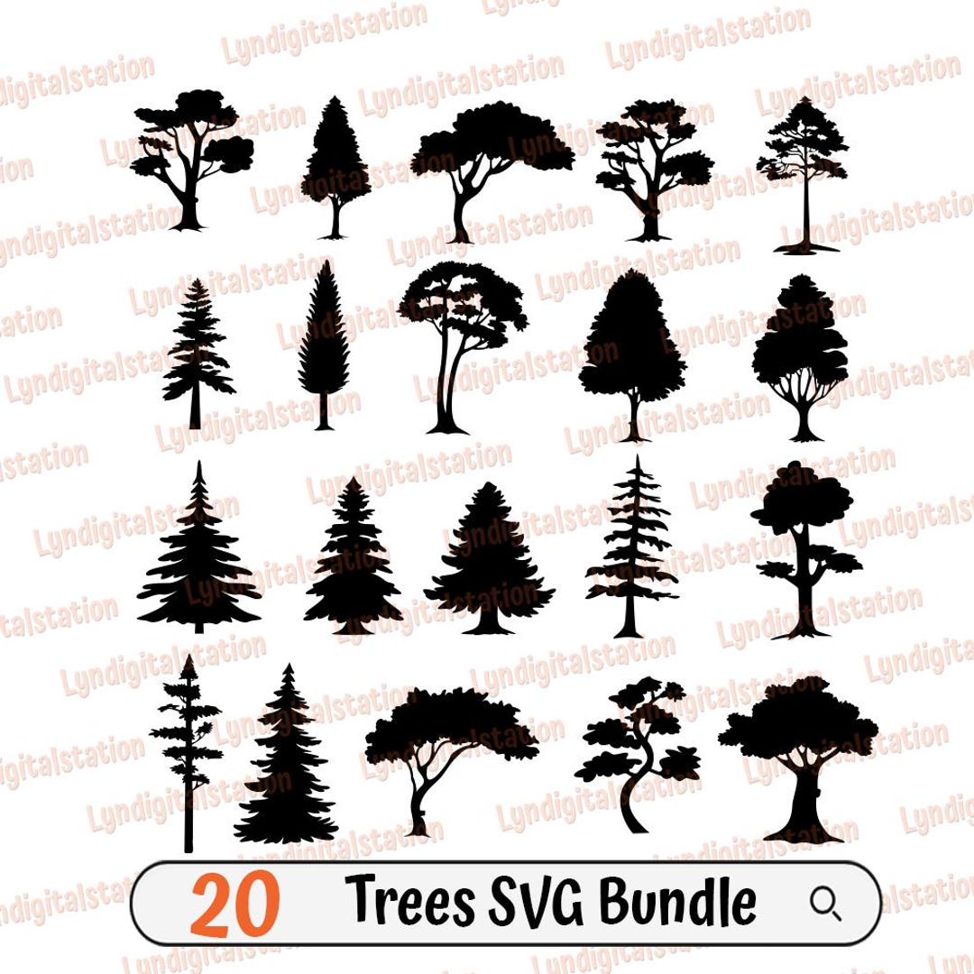 20 Trees Bundles Svg | Forest Clipart | Pine Trees Cut File | Nature ...