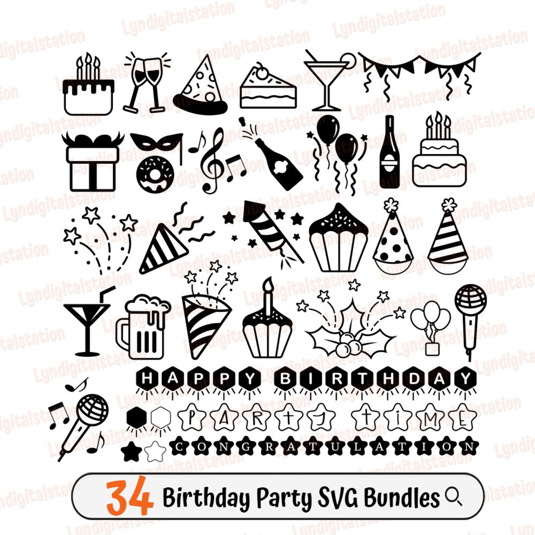34 Birthday Party Bundles Svg | Cake Clipart | Cupcakes Cut File ...