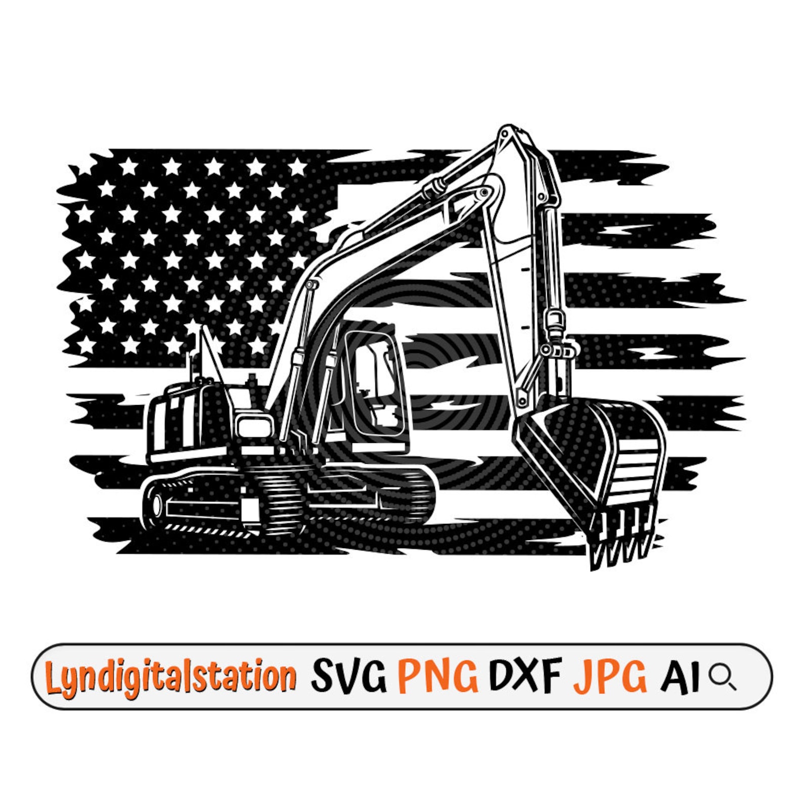 USA Excavator Svg Excavation Clipart Trucks Cut File Heavy Equipment ...