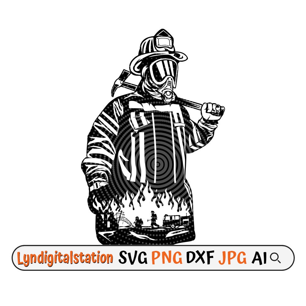 Fire Fighter Svg Firefighter Clipart Fire Station Cut File - Etsy