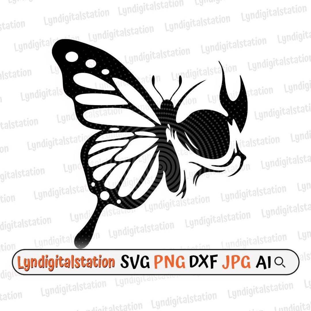 Skull Butterfly Svg | Skull & Bones Clipart | Butterfly Cut File ...