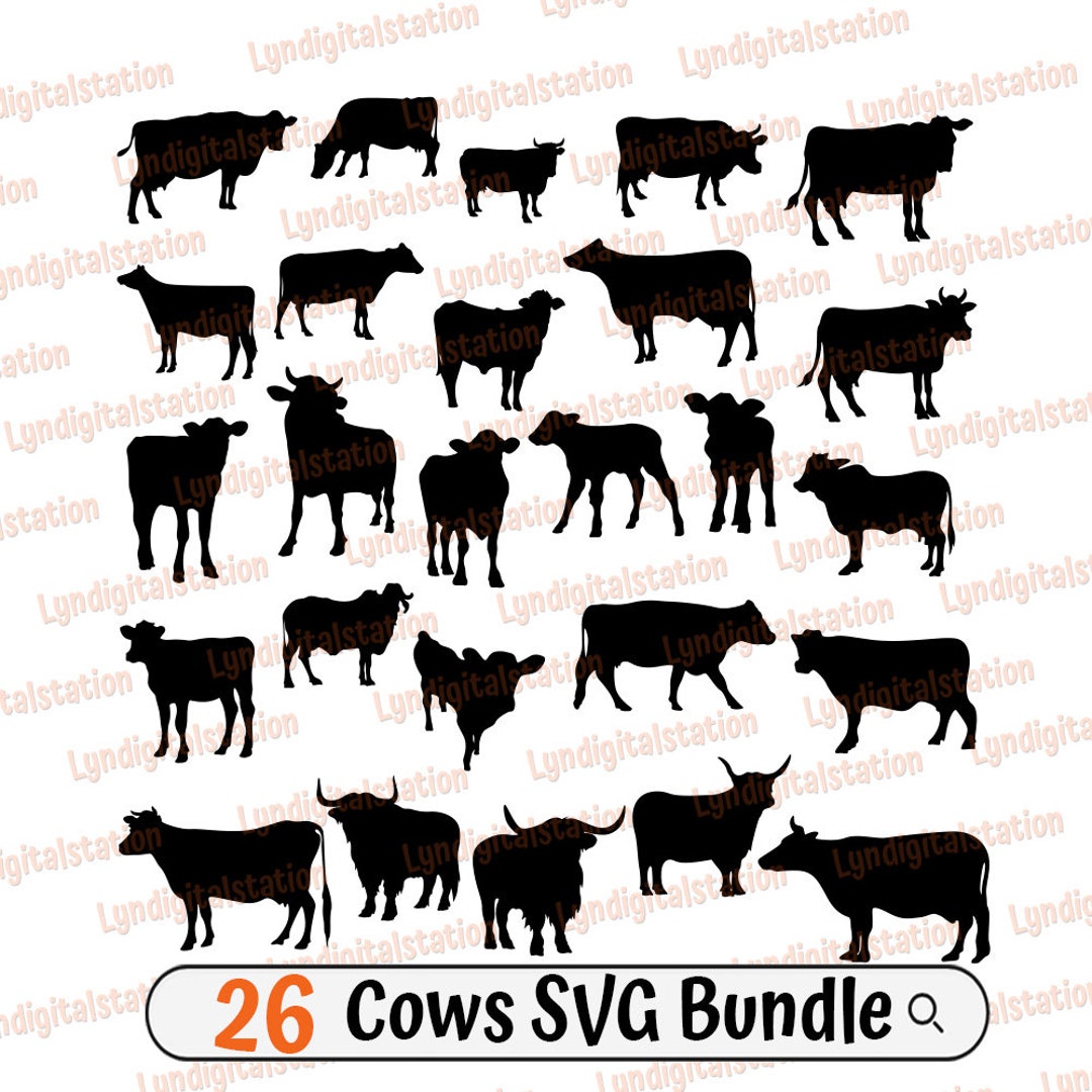 26 Cows Bundles Svg | Farm Animal Clipart | Herbivorous Animal Cut File ...