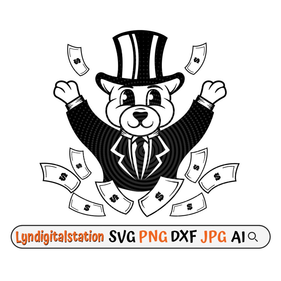 Money Bear Svg | Gangster Teddy Clipart | Magician Teddy With Money Cut ...